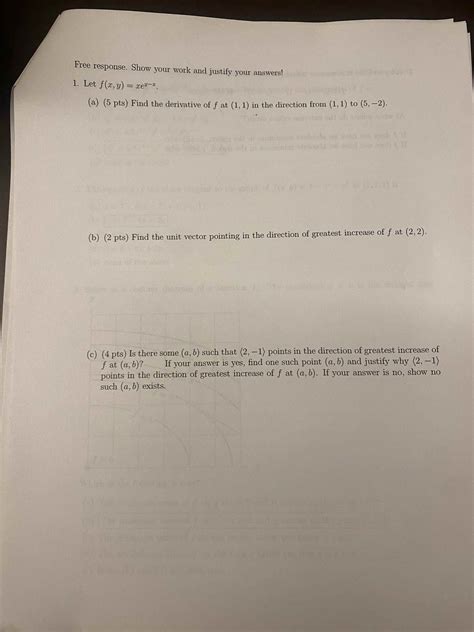 Free Response Show Your Work And Justify Your Chegg