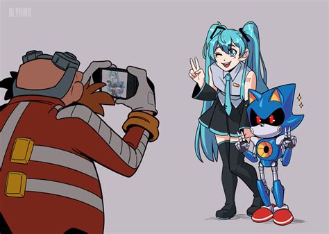 Hatsune Miku Dr Eggman And Metal Sonic Sonic Drawn By Alyrian