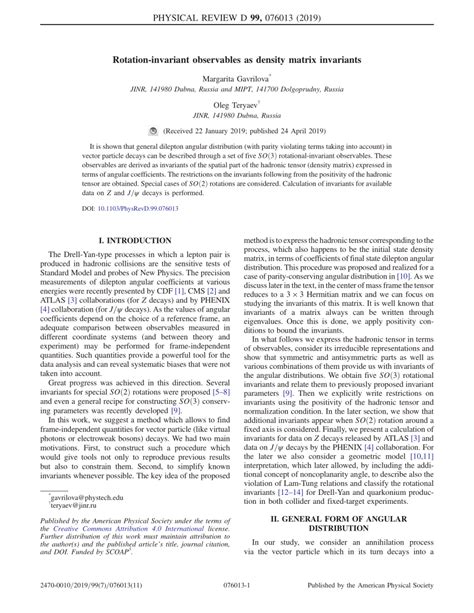 Pdf Rotation Invariant Observables As Density Matrix Invariants