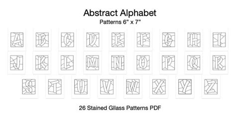 Stained Glass Abstract Alphabet Stained Glass Patterns Etsy Stained