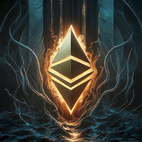 A Glowing Ethereum Symbol Emerges From The Abyss In A Dark Fantasy