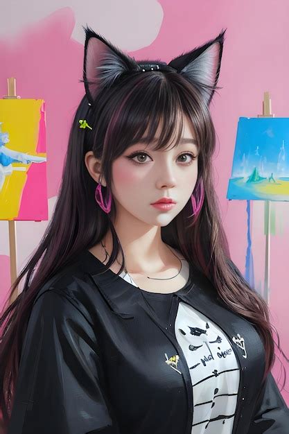 Premium Ai Image Beautiful Asian Cosplay Girl On Pink Background Art Concept