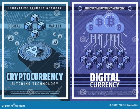 Bitcoin Cryptocurrency And Blockchain Technology Stock Vector