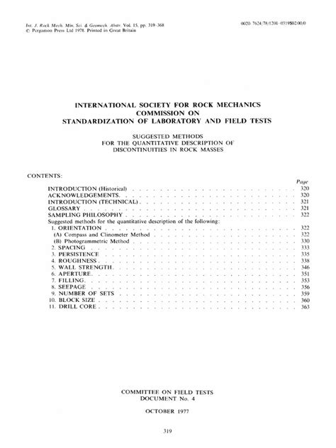 Isrm Sm Quantitative Description Of Discontinuities 1978 Pdf Pdf