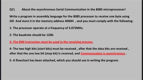 Solved Q1about The Asynchronous Serial Communication In The