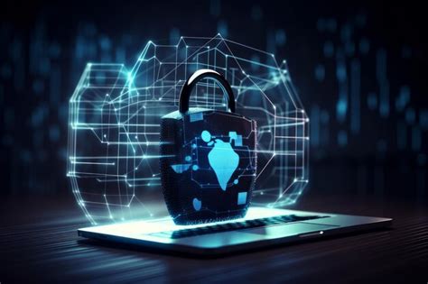 Premium Photo Abstract Cyberattack Block Concept With Shield And Lock