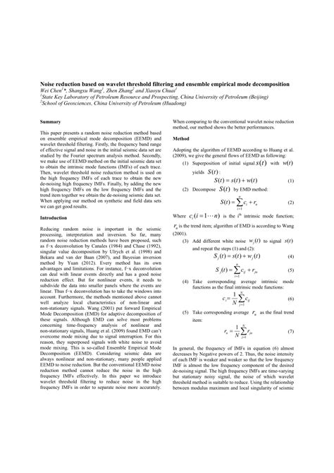 Pdf Random Noise Reduction Based On Ensemble Empirical Mode
