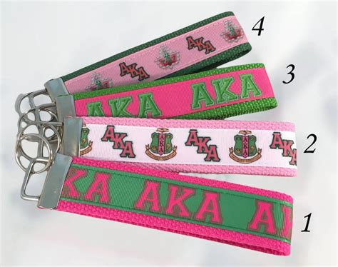 Handmade Alpha Kappa Alpha Sorority Inc Inspired Aka Key Fob Ribbon