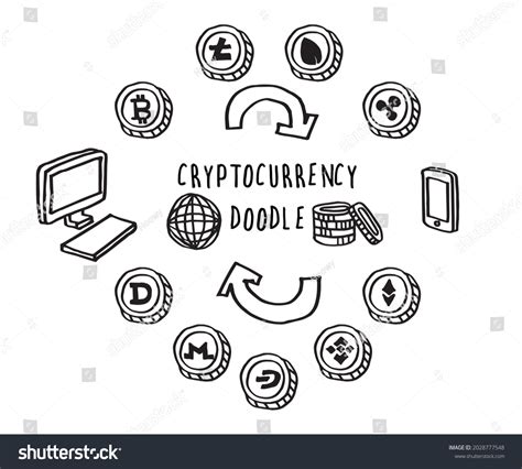 Vector Illustration Cryptocurren Icons Doodle Hand Stock Vector