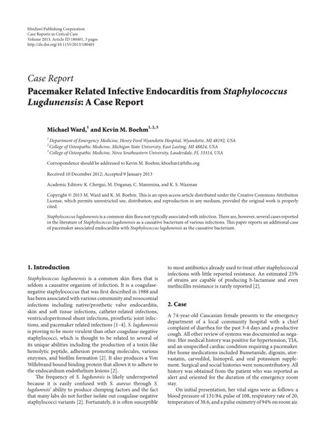 Pdf Pacemaker Related Infective Endocarditis From Staphylococcus