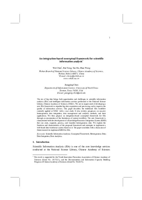 Pdf An Integration Based Conceptual Framework For Scientific Information Analysis