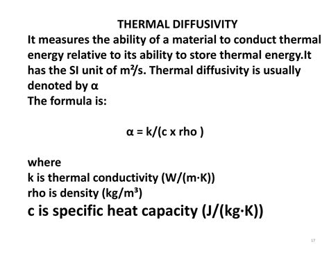 Thermal Diffusivity Expression With Various Parameters Pdf