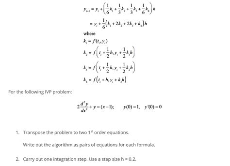 Solved The 4th Order Runge Kutta Method For Numerically