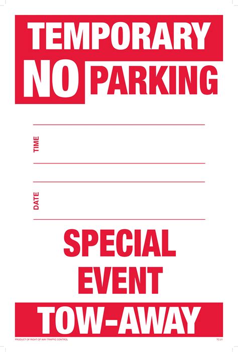 Temporary No Parking Sign Printable