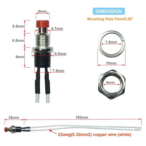 Interruptor De Botón Momentáneo Con Cables 1a 250vac Spst Mini Interruptor De Botón Momentáneo Con Cables 1a 250vac Spst Mini