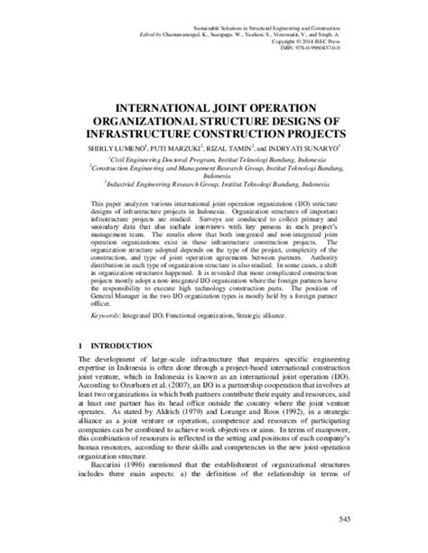 Pdf International Joint Operation Organizational Structure Designs Of