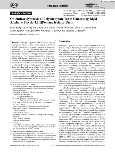 Pdf On Surface Synthesis Of Polyphenylene Wires Comprising Rigid
