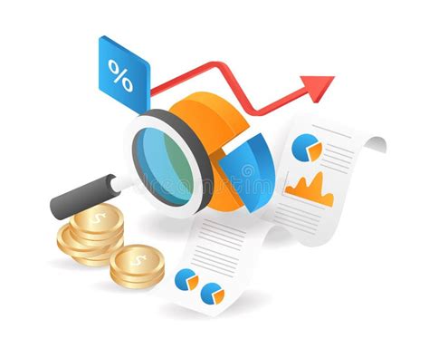 Flat Isometric 3d Illustration Pie Chart Business Development Analysis