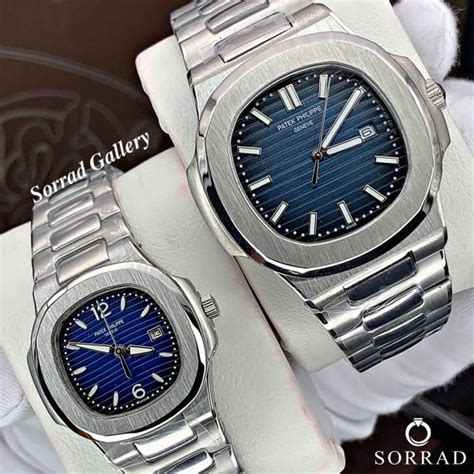 ساعت پتک فیلیپ مردانه و زنانه ساده بند استیل رنگ سیلور صفحه سرمه ای