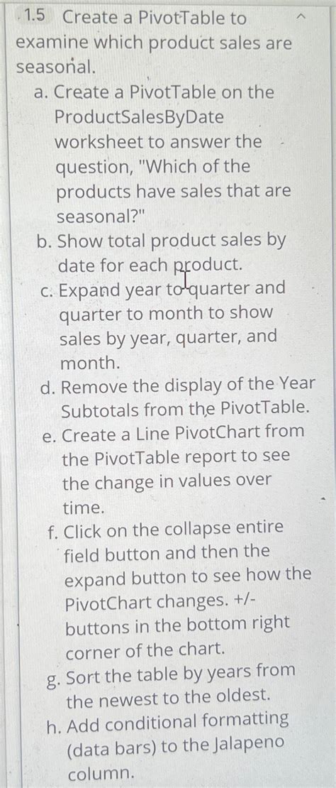 Solved 1 5 ﻿create A Pivottable To Examine Which Product