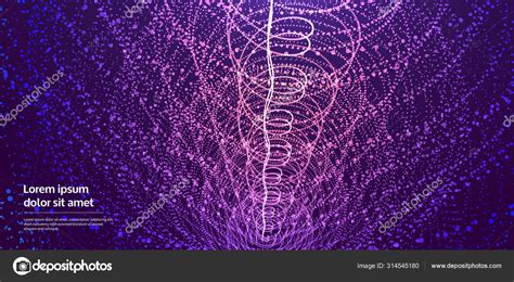 Array With Dynamic Particles Swirl With Connected Dots Abstract