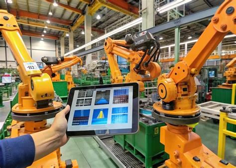 Robotic Integration In Smart Factories And Renewable Energy Systems Premium Ai Generated Image
