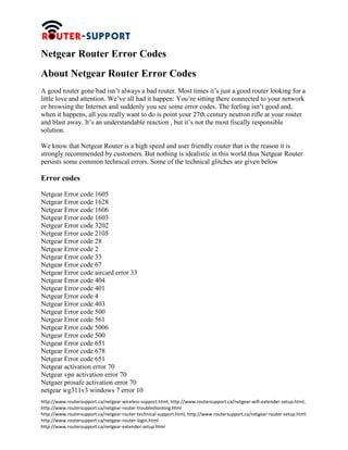 Netgear Router Error Codes PDF Operating Systems Computer Software And Applications
