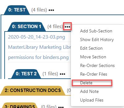 Deleting A Section Or Subsection ML Binders