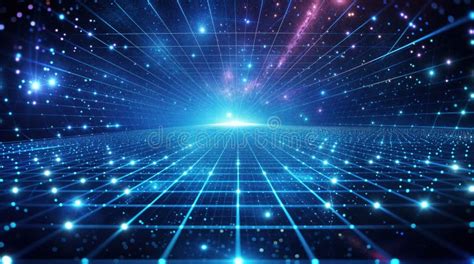 Futuristic Grid Landscape With Stars Stock Illustration Illustration Of Background Innovation