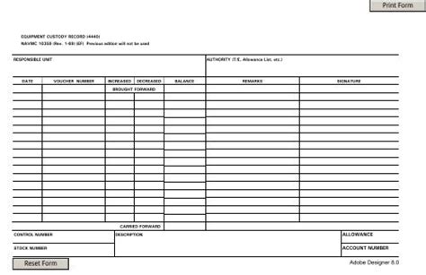 Equipment Custody Record
