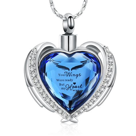 Cremation Jewelry For Ashes Pendant Crystal Heart Urn Necklace With