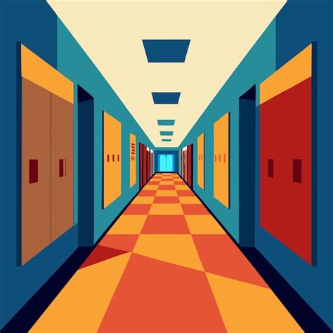 The Scene In The School Corridor Drawn In A Comic Book Style Premium Ai Generated Vector