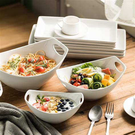 Gomakren Porcelain Serving Bowl Set With Handles Set Of 3