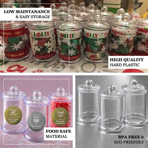 12 Pack 6oz Plastic Candy Jars Disposable Favor Containers With Clear