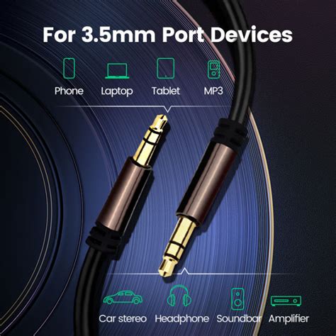 สายสัญญาณเสียง สาย Aux 3 5 มม สายแจ็ค 3 5 มม สายถักผ้าฝ้ายสีน้ำตาล ชายไปชาย สำหรับลำโพงรถยนต์