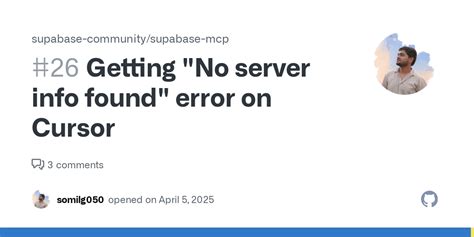 Getting No Server Info Found Error On Cursor · Issue 26 · Supabase