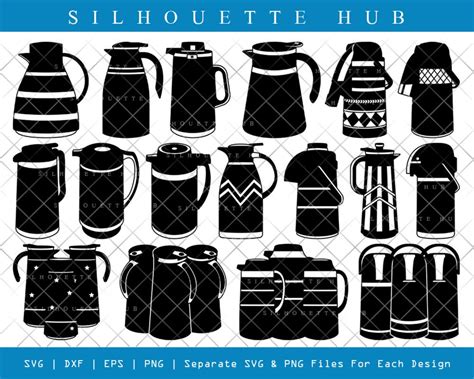 Vacuum Flask Silhouette Svg Cricut Cut Files Png Bundle Etsy