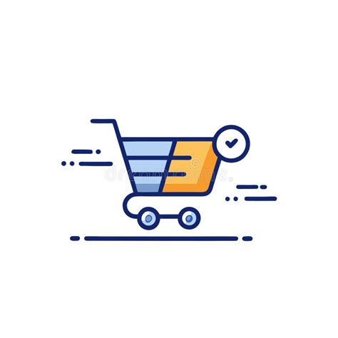 Completed Purchase A Shopping Cart With Checkmark Confirmation Icon Stock Vector Illustration