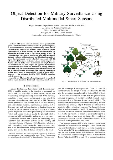 Pdf Object Detection For Military Surveillance Using Distributed Multimodal Smart Sensors