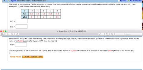 Solved The Values Of Two Functions F And G Are Given In A