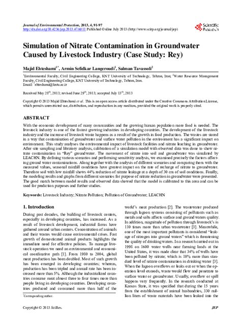 Pdf Simulation Of Nitrate Contamination In Groundwater Using Learning