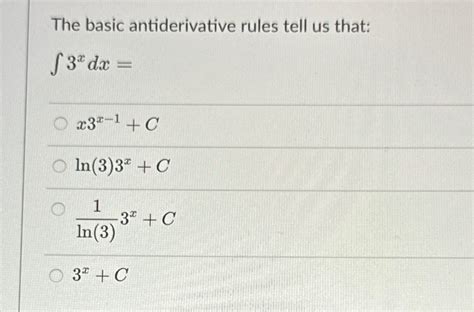 Solved The Basic Antiderivative Rules Tell Us