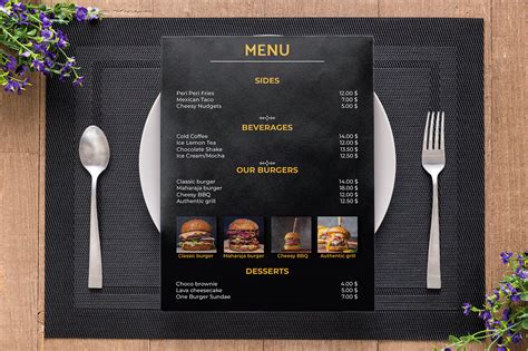 ONE BURGER MENU DESIGN On Behance