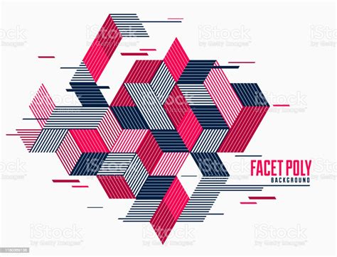스트라이프 삼각형과 3d 큐브 벡터 디자인추상 다각형 배경 다른 광고 또는 표지 또는 배너용 템플릿입니다 복고풍 스타일의 그래픽 요소입니다 0명에 대한 스톡 벡터 아트 및