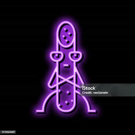 살라미 고기 캐릭터 네온 글로우 아이콘 그림 고기에 대한 스톡 벡터 아트 및 기타 이미지 고기 귀여운 돼지고기 Istock