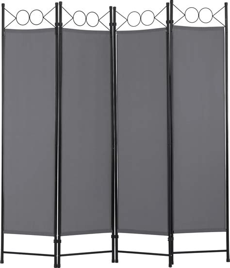 4 Panel Room Divider 6ft Steel Frame Screen Folding Privacy Divider Freestanding Partition For