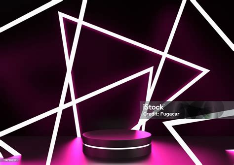 검은 배경에 상 축하를위한 무대 연단 장면 조명 무대 연단 3d 렌더링 검은색에 대한 스톡 사진 및 기타 이미지 검은색 인공적인 형광색의 Istock