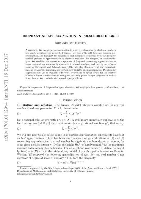 Pdf Diophantine Approximation In Prescribed Degree