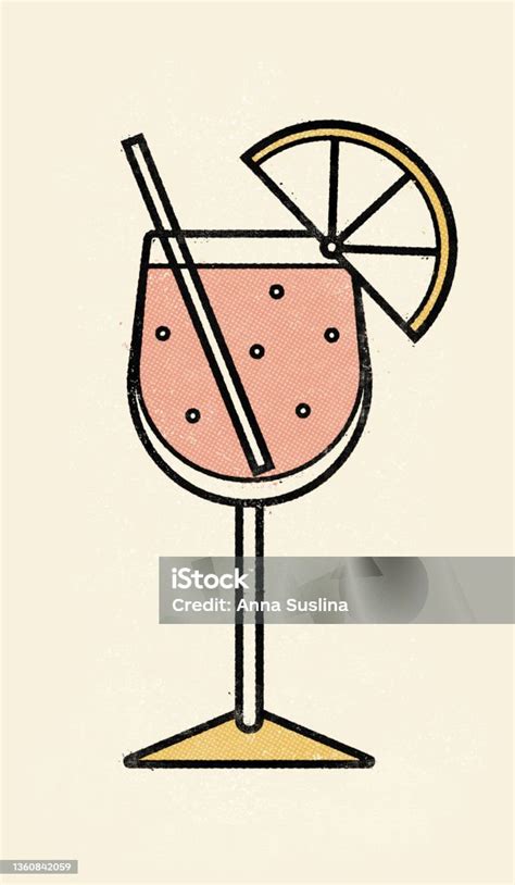 클래식 아페롤 스프리츠 칵테일 올드 스쿨 프린트 하프톤 점선 오프셋 프레스 더러운 거친 만화 프린트 스타일 비치 바 이벤트