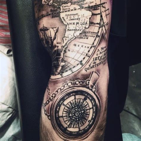 Scroll Map Tattoos 201 Vintage Treasure Map Scroll Compass Stock
